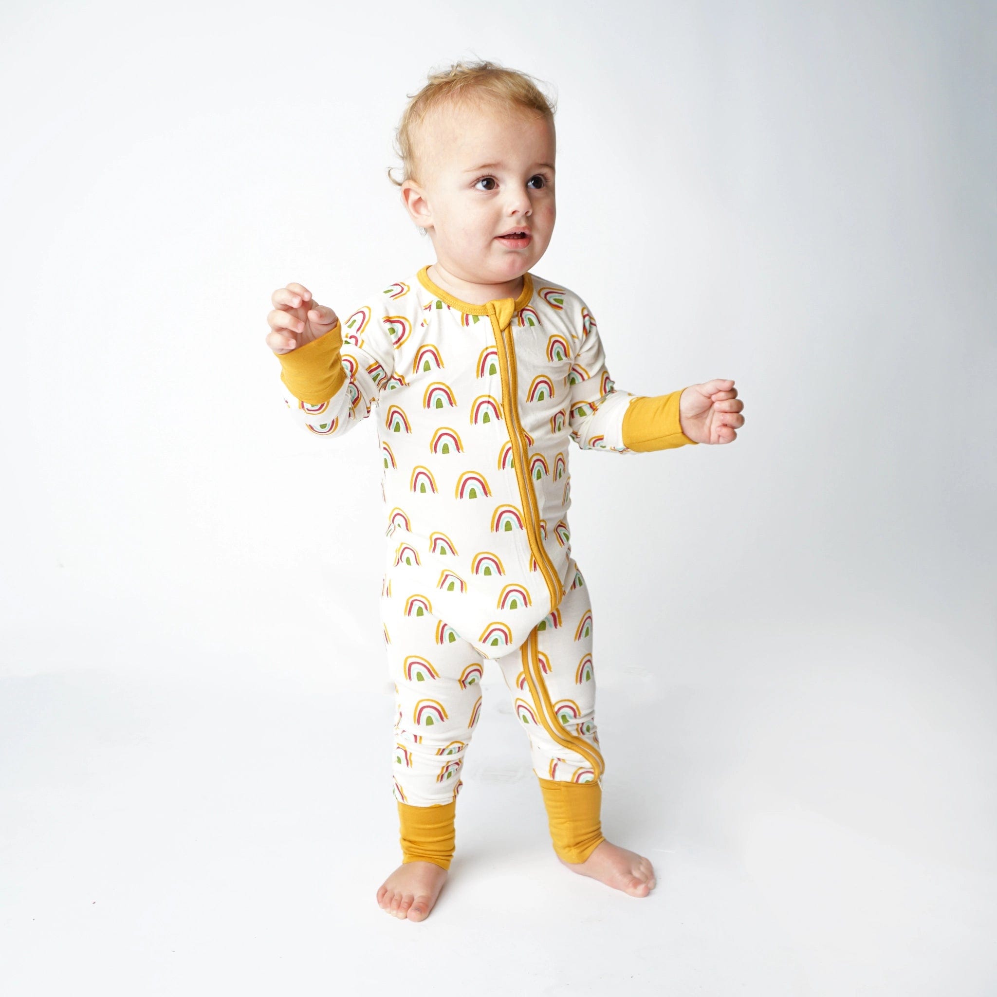 Rainbow Neutral Bamboo Convertible Romper Sleeper | Emerson and Friends
